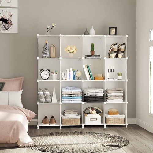 Cube Storage Organizer 16 Cube Closet Shelving Stackable Shelves for Bedroom New | eBay