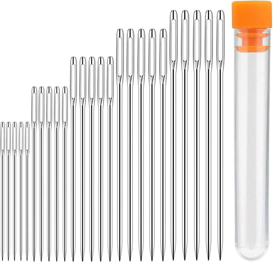Sewing Needles Large Eye Sharp Point, 25Pcs Large Eye Stitching Needles ...