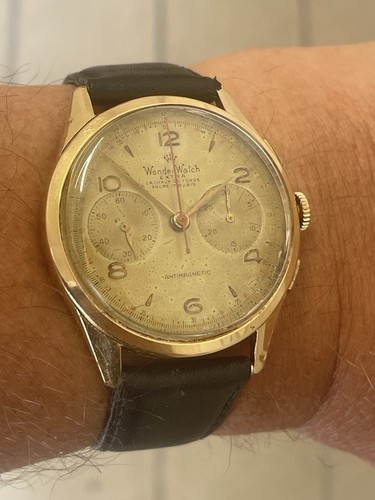 Vintage Solid 18ct Gold Wonder Watch Chronograph GWO 38mm | eBay UK