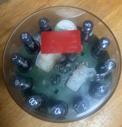 K&E Leroy Reservoir Ink Pen Rapidograph Set in Revolving Humidified ...