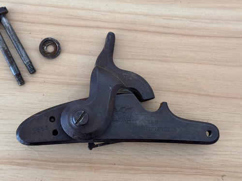 Original Civil War 1863 US Springfield Musket Lock Sideplate w Screws ...