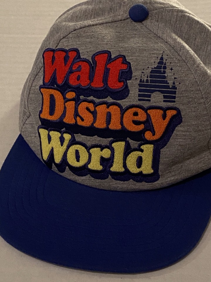 Disney Parks Walt Disney World Retro Logo Adult GRAY Cap Hat SnapBack ...