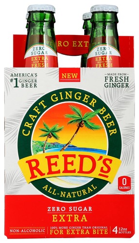 Reeds Ginger Brew Soda Ginger Beer Zero Sugar Extra 12 Fl Oz 4 Pack ...