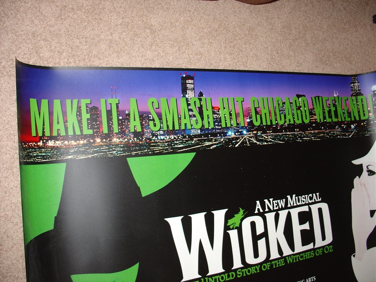 WICKED A New Musical Oriental Theater Original Mylar Advertisement ...