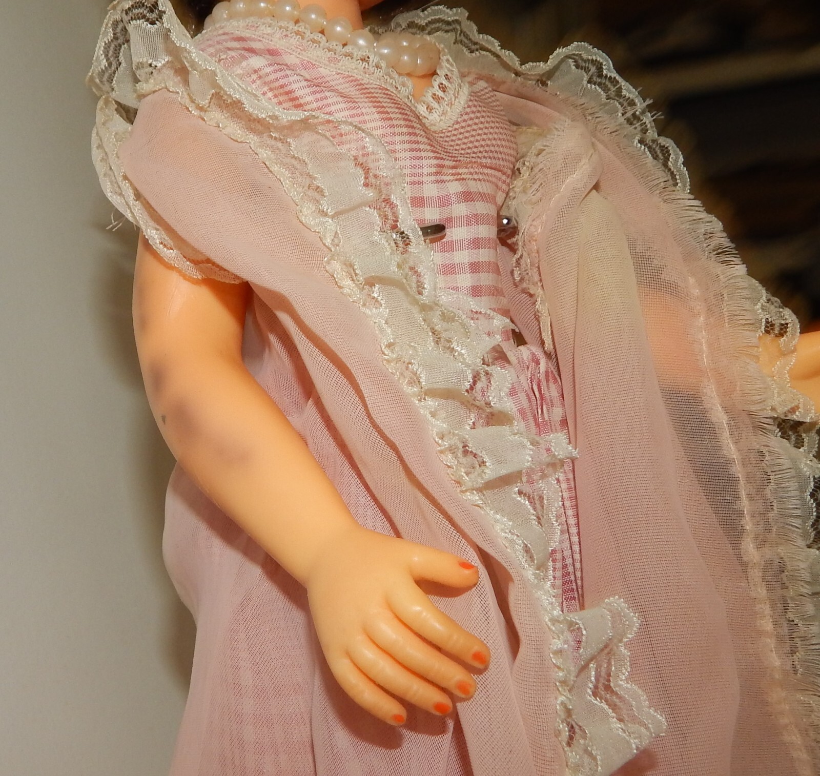 Vintage Mid Century 19" Fashion Doll in Pink Gingham & High Heels | eBay