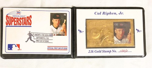 1995 AL SUPERSTAR CAL RIPKEN JR 23K GOLD STAMP & FIRST DAY ISSUE ...