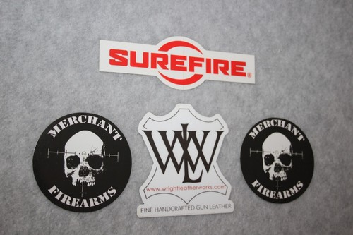 LOT of 4 Stickers Decals Merchant Firearms - WLW Wright Leatherworks ...