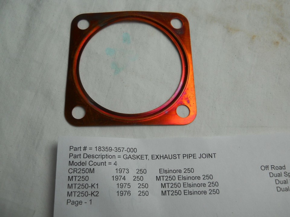 Honda NOS CR350, MT250, Exhaust Pipe Joint Gasket, # 18359-357-000 ...