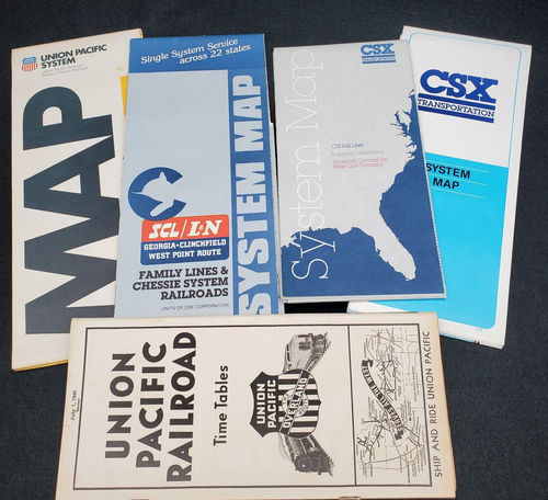 Vintage Railroad Maps CSX L&N Union Pacific Time Tables 1940 Lot of 5 ...