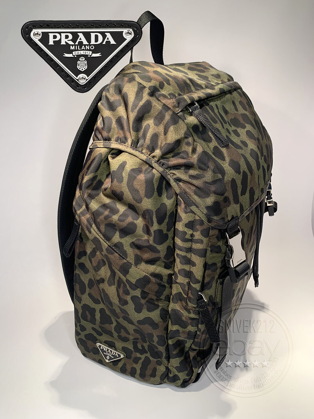 PRADA BACKPACK CAMO CAMOUFLAGE LEOPARD GREEN ZAINO UNISEX *FREE FAST ...
