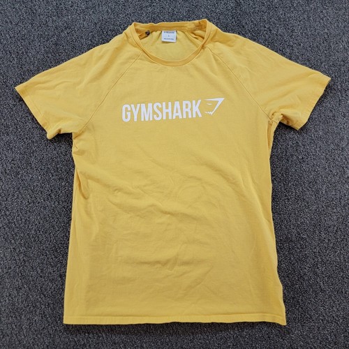 Gymshark Shirt Mens Large Yellow Athletic Fit Stretch Raglan Sleeve Gym ...