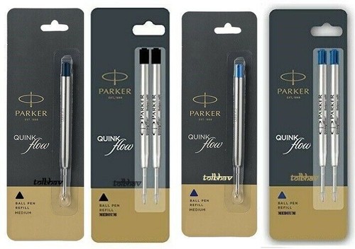 Parker Jotter Classic Ball Point Pen Refills Medium Tip 3 Blue Ink + 3 ...