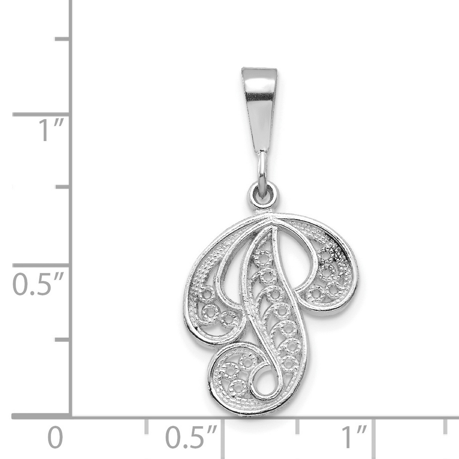 14k White Gold Filigree Design Cursive Style Letter P Initial Pendant ...