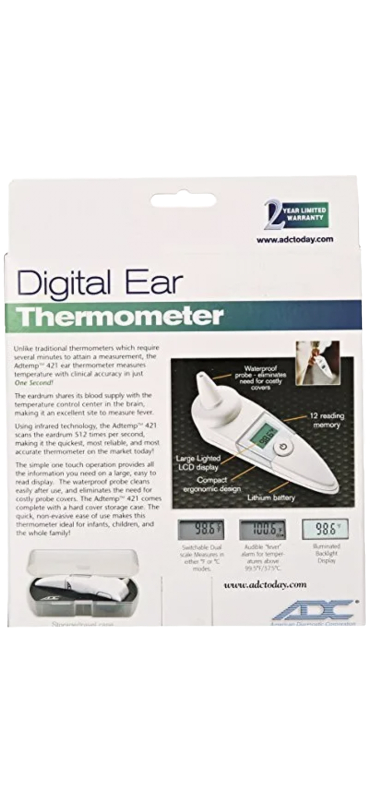 American Diagnostic Corporation ADC ADTEMP 421 Tympanic IR Thermometer ...