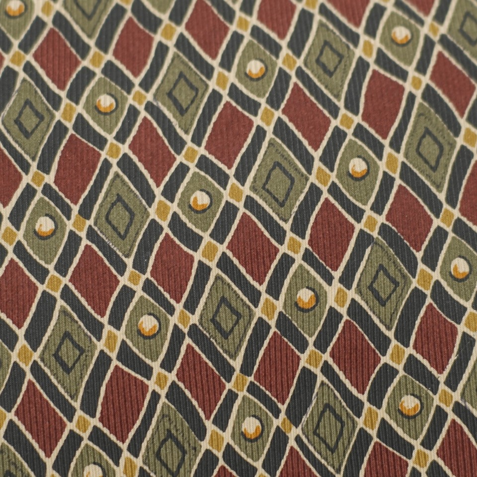 Robert Talbott Reddish Brown Green Geometric Print Wide Silk Tie | eBay