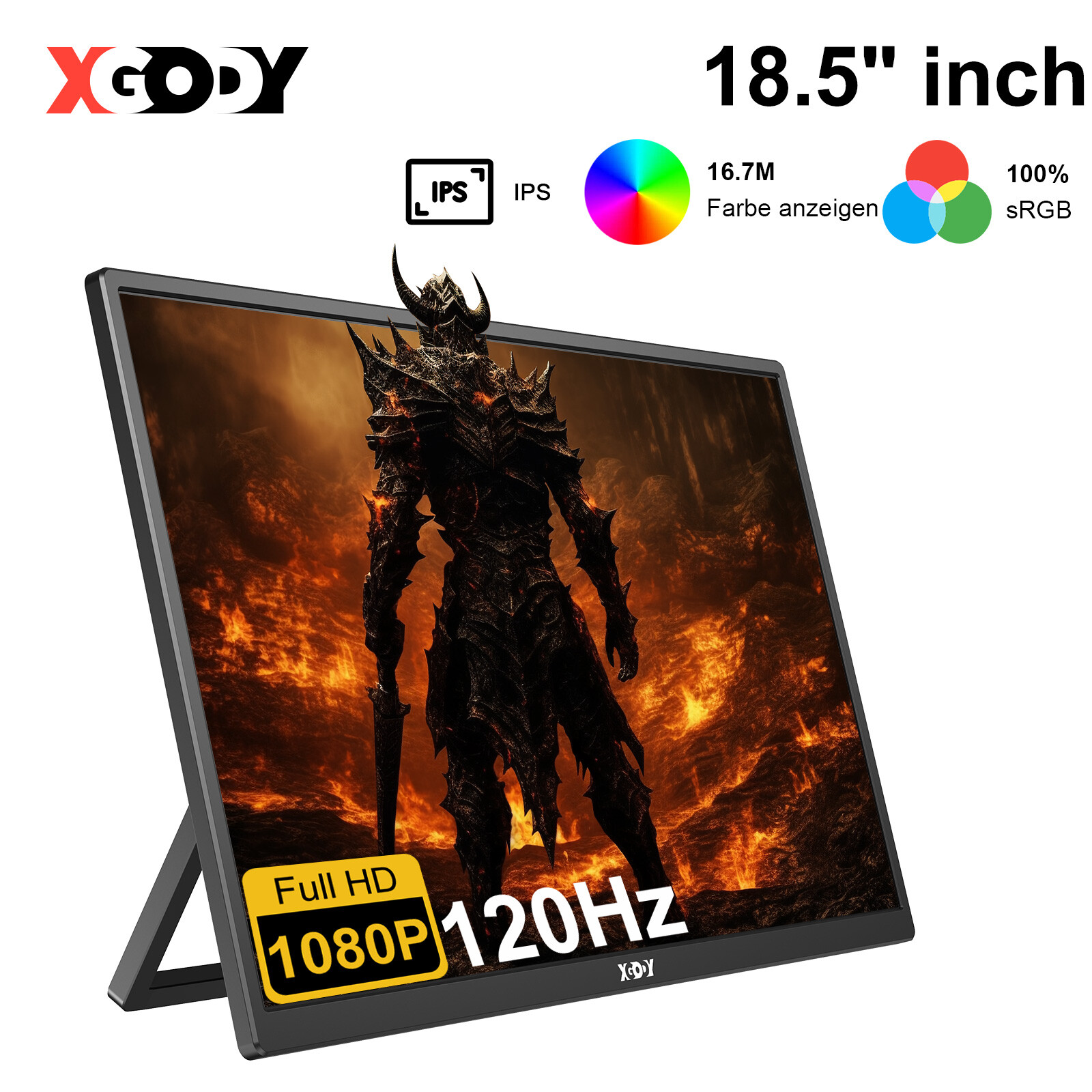 18,5 Zoll Portable Monitor 120Hz Tragbarer Monitore FHD 1920*1080 IPS ...