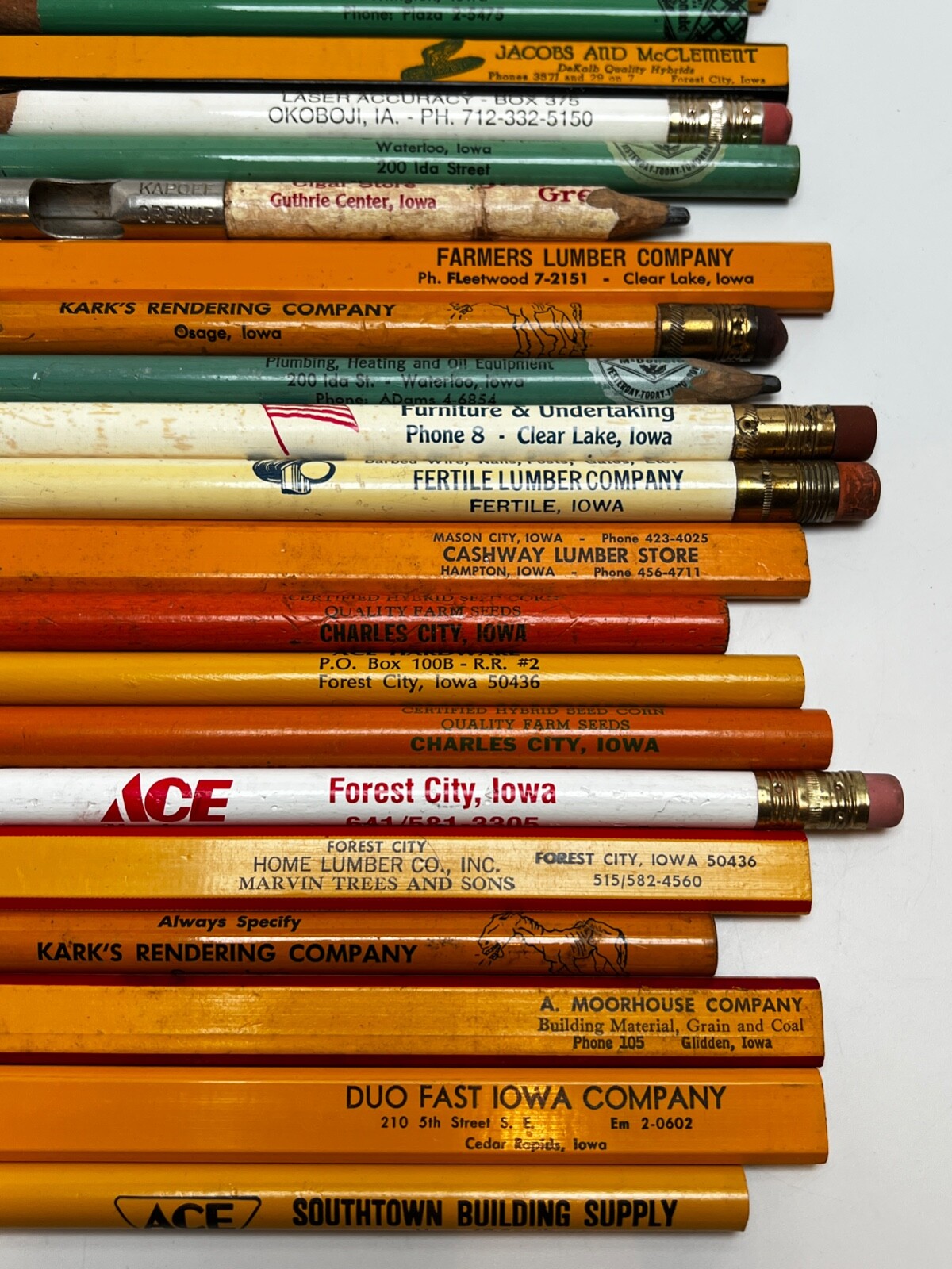 22 Vintage Carpenter Pencils Wide & Flat, Iowa Advertising, 14 Unused ...