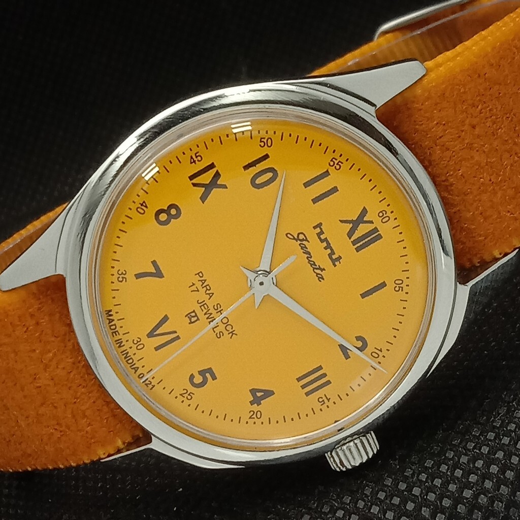 GENUINE VINTAGE HMT JANATA WINDING INDIAN MENS YELLOW WATCH 534f ...