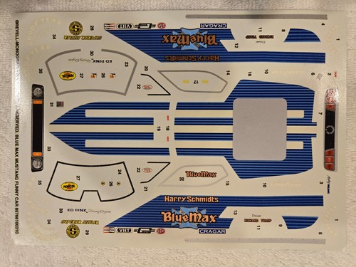 Revell Decals, 1973 Mustang Funny Car, Blue Max, Harry Schmidt's, New ...