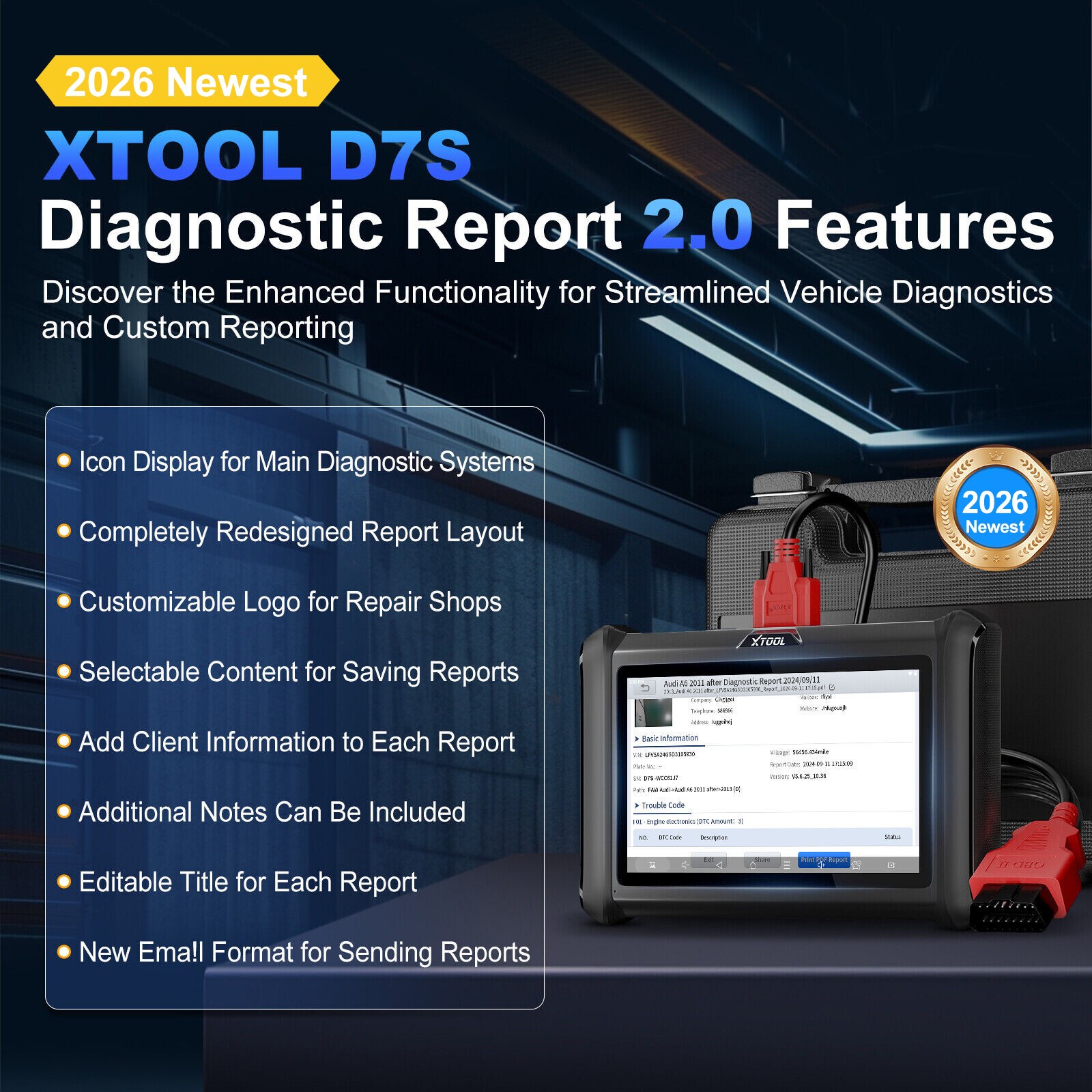 2026 XTOOL D7S Full Diagnostic Tool E.CU Coding 4000+ Bidirectional FCA ...