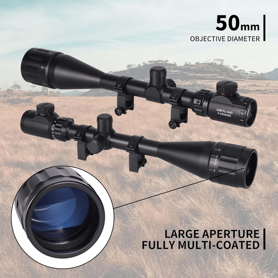 Air Rifle Scope 6-24X50 Rifle Scopes with Mil-Dot Rangefinder AOEG ...