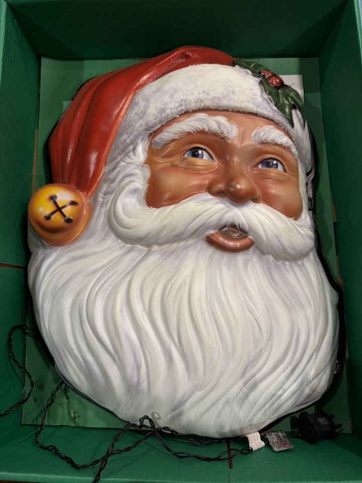 Vintage 1996 Markee 3D Lighted Santa Face Indoor Outdoor NOS in ...