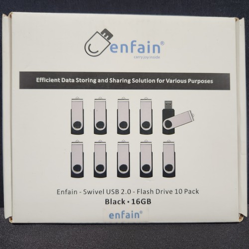 NEW 10 Pack Enfain 16GB USB 2.0 Flash Drives Black Swivel X000PB0LVD | eBay