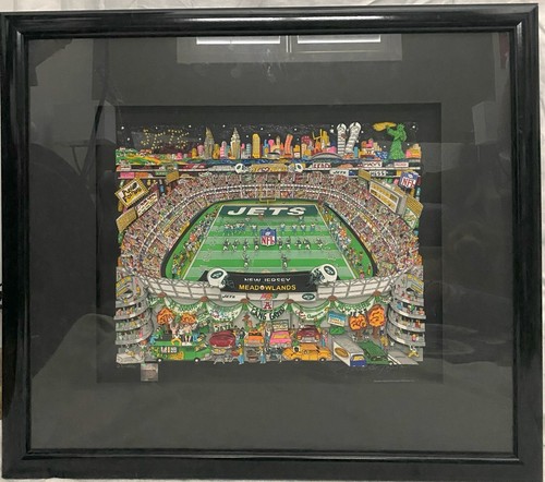 Charles Fazzino NY Jets framed mixed media art signed limited edition 21/100dx | eBay