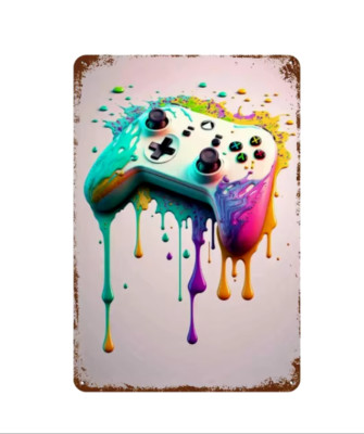 Colorful Game Controller Wall Art Poster Metal Tin Sign Plaque for ...