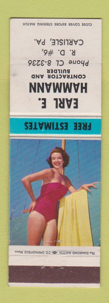 Matchbook Cover - Earl Hammann Contractor Carlisle PA pinup | eBay