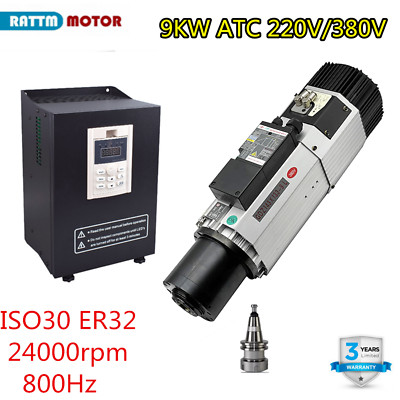 9KW ATC ISO30 CNC Automatic Tool Changer Air Cooled Spindle Motor ...
