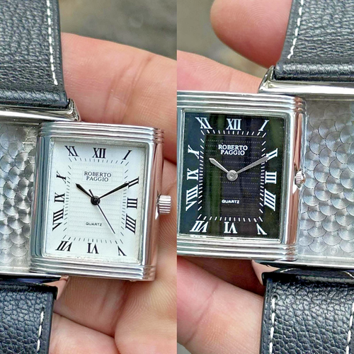 Roberto paggio tank dual dail reverso watch 27 × 44mm stainless steel ...