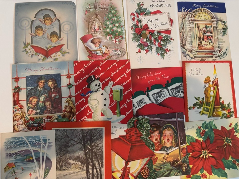 152+ Vintage Used Christmas Cards LOT from 1930's 40's 50's Santa ...