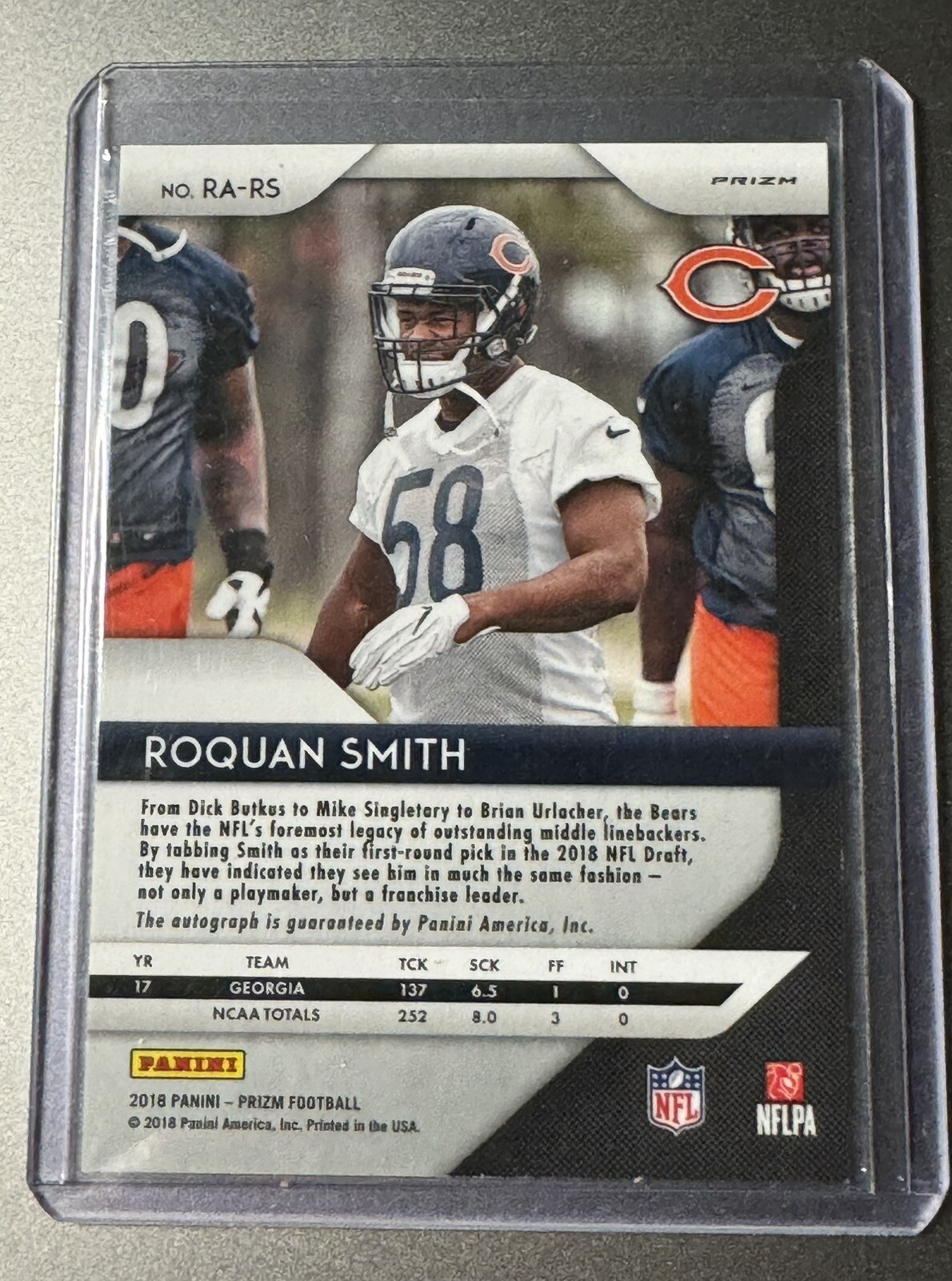 2018 Panini Prizm Roquan Smith Silver Prizm Autograph RC Bears Auto ...