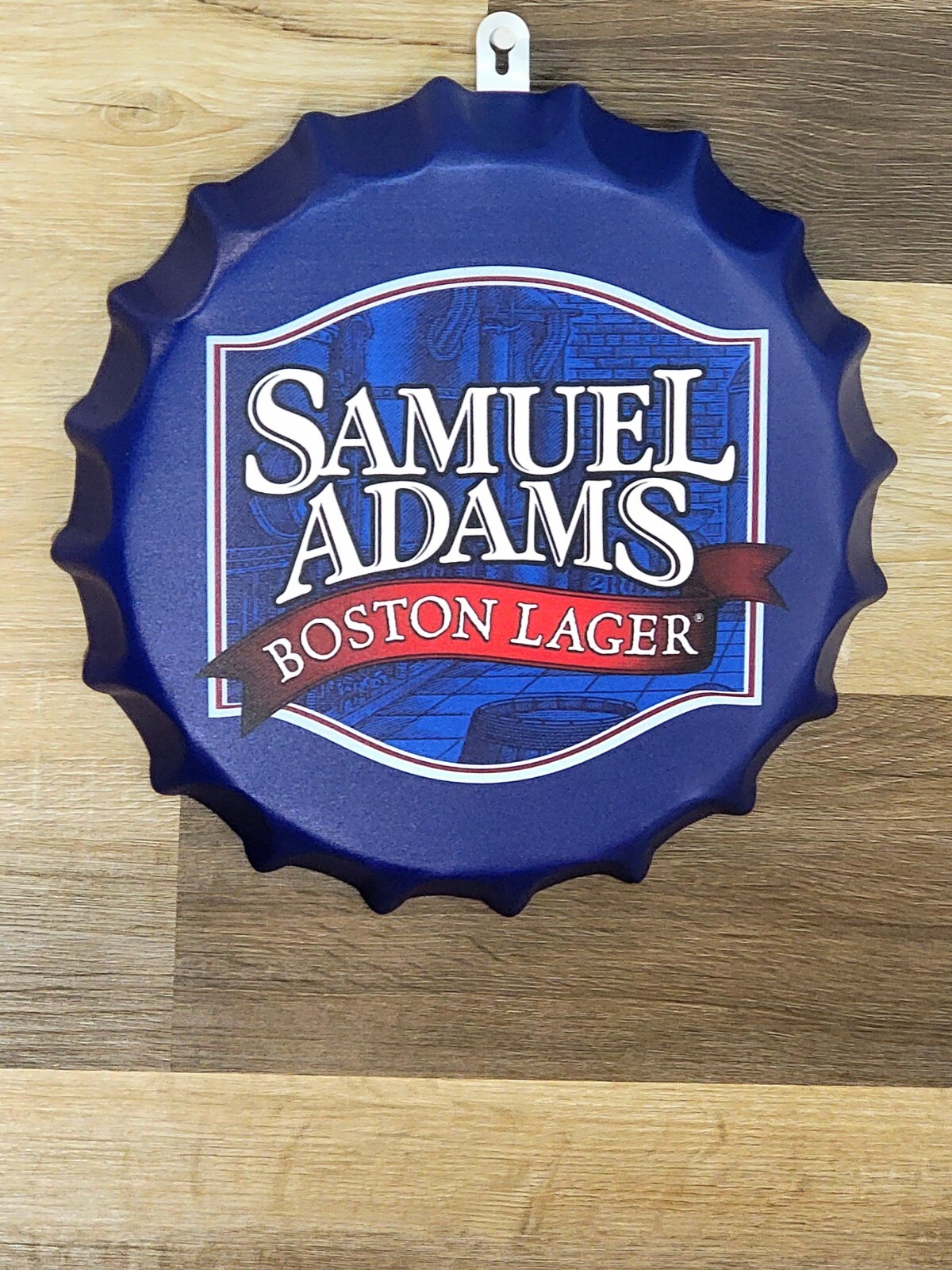 Samuel Adams Large Tin Beer Bottle Cap Sign Vintage Man Cave Bar Decor ...
