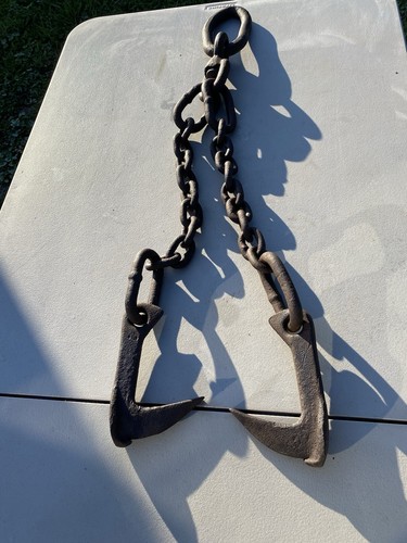 Vintage Warren Axe Co.. Logging Chain w/Two Hammer-In Dog Hooks-size 1 ...