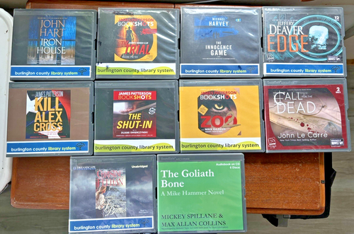 Lot Of 10 Audio Books CDs Thriller Mystery Fiction Novels Ex Library ...