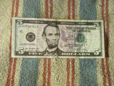 2009 $5 Five Dollar Bill STAR NOTE US Currency, Circulated 03736311 | eBay