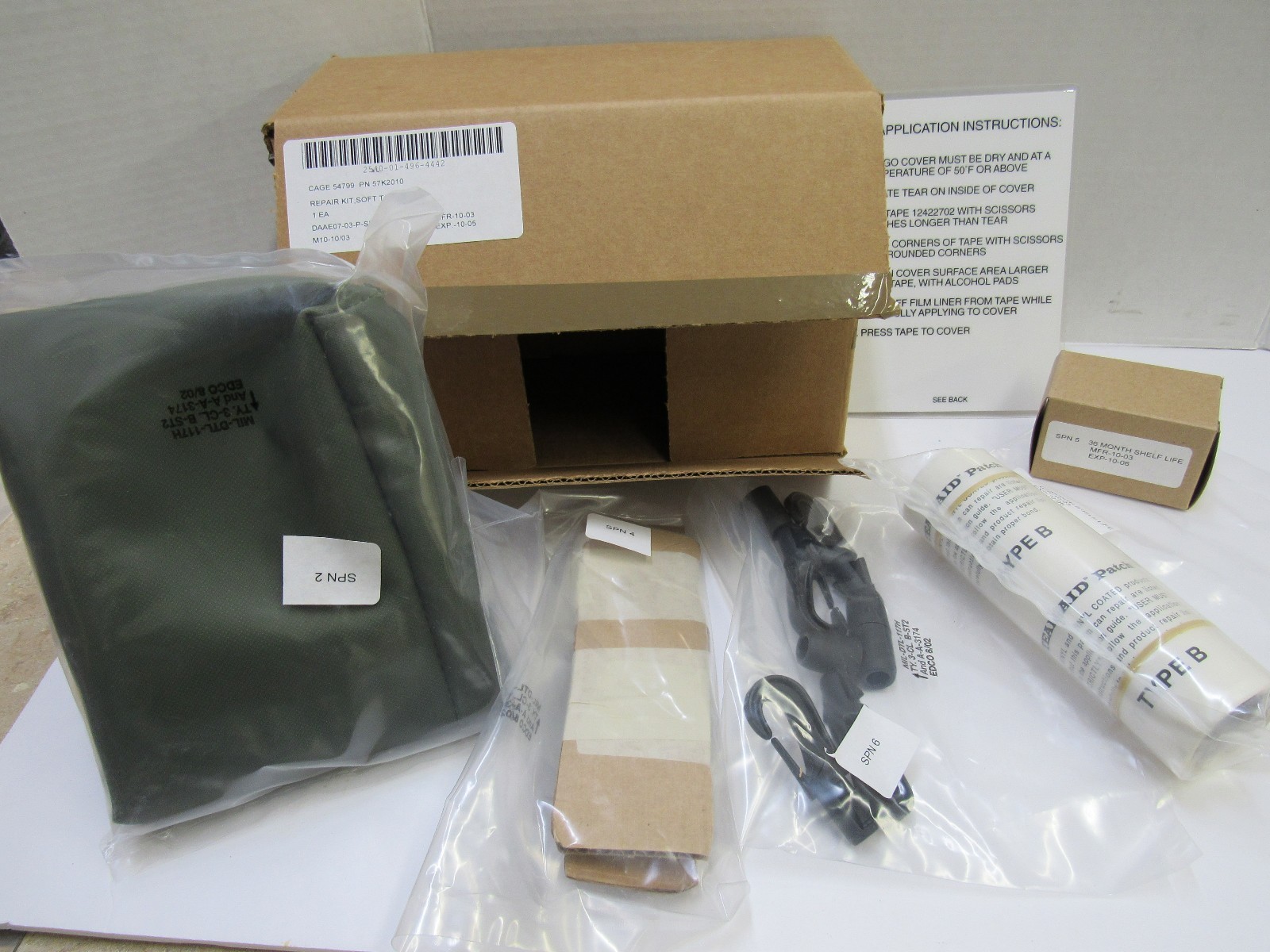 NOS US Military Vehicle Soft Top Cargo Cover Repair Kit Tarp Tent HMMWV ...