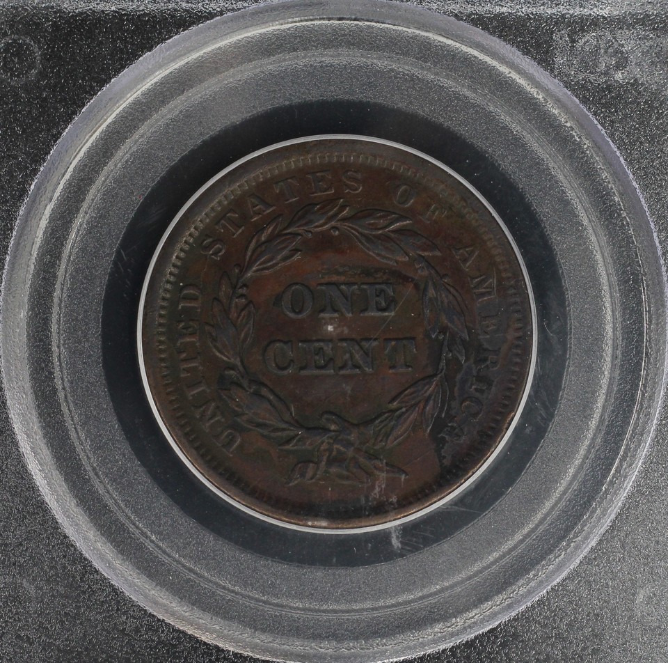 1841 BRAIDED HAIR LARGE CENT 1C PCGS AU50 OGH OLD GREEN HOLDER (PQ058 ...