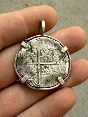Authentic Spanish 8 Reale Cob Coin Shipwreck Necklace Pendant Pirate ...