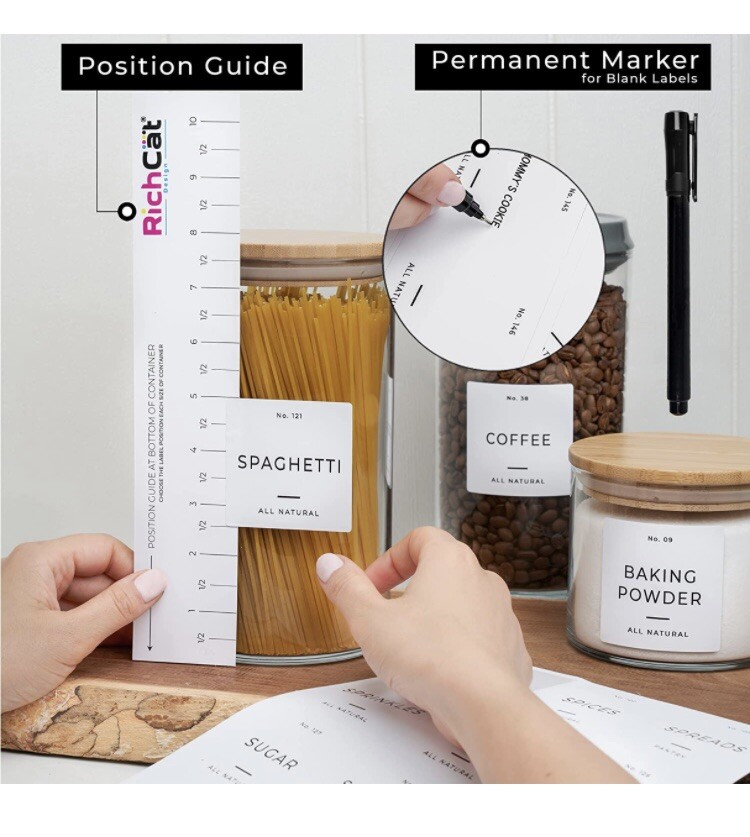Kitchen 202 Minimalist Spice Jar Labels Preprinted Set - Bonus: Marker ...