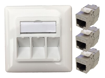 3x RJ45 Keystone Module Jack + 1x UP-K LAN Anschlussdose Netzwerkdose 3 ...