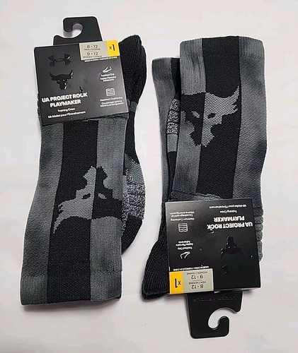 Under Armour UA Playmaker Project Rock Crew Socks 1362703 Black Grey ...
