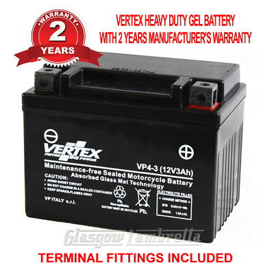 HYOSUNG Sense 50 Models VERTEX VP4-3 HEAVY DUTY GEL 12v BATTERY = CT4L ...