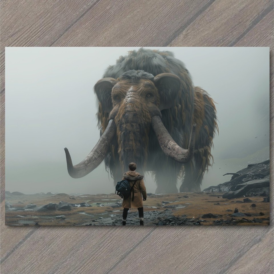 4x6" Woolly Mammoth Elephant Snowy Weird Vibe Strange Unusual Creepy ...