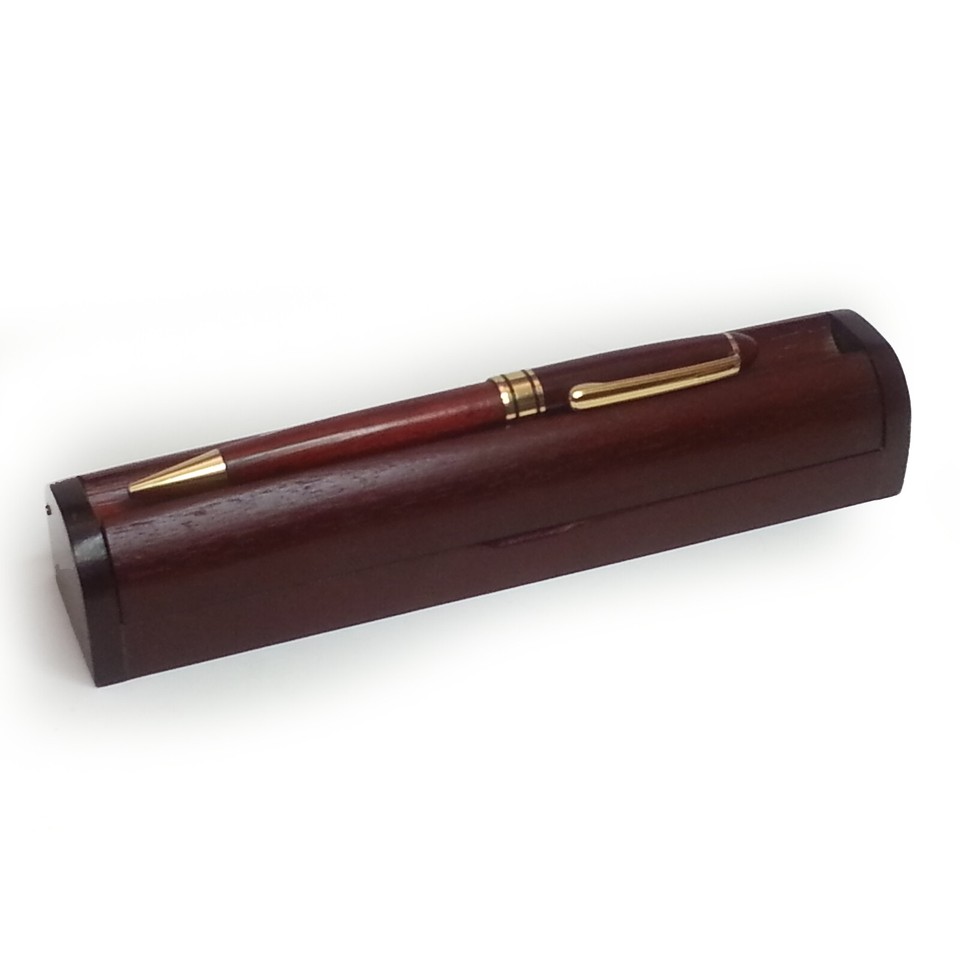 ballpoint pen with wood storage display box gold tone accents red wood ...