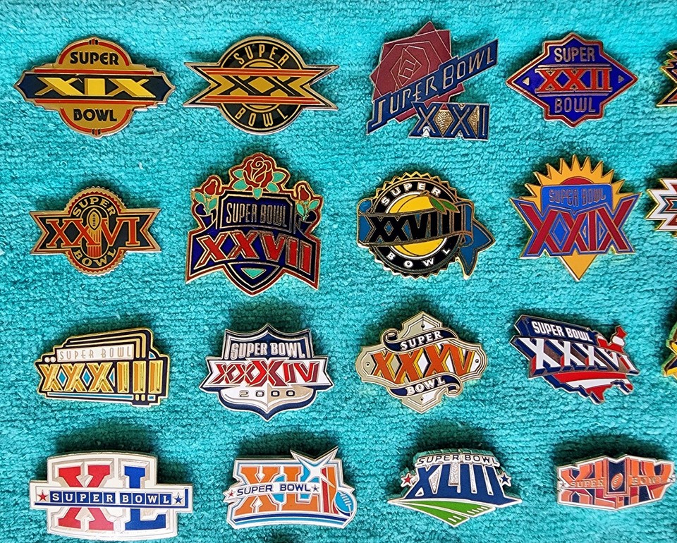 SUPER BOWL - NFL - PRIMARY LOGO LAPEL PINS - 34 PIN SET - FOOTBALL ...