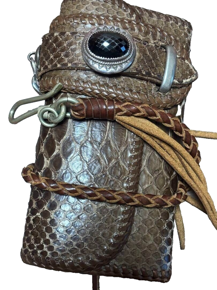 ALZUNI Back Cut Python Natural Color Biker Wallet Handmade Rare Design ...