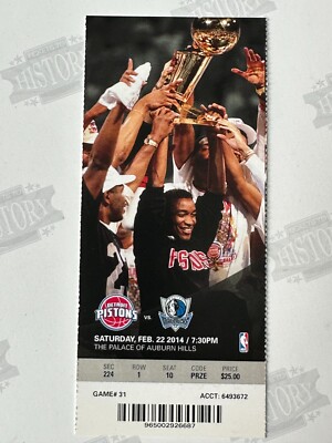 2014 Dallas Mavericks at Detroit Pistons Ticket 2/22/14 | eBay